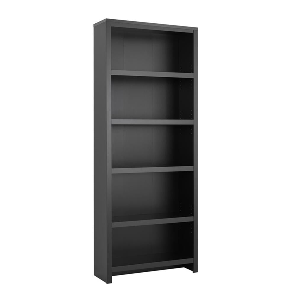 Maklaine 5-Tier Tall Wooden Bookcase Black Storage Cabinet Display ...