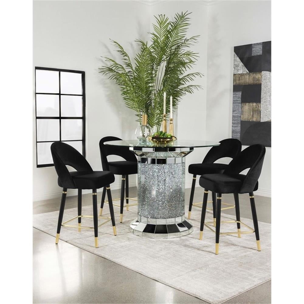 Maklaine 5-piece Glass Top Counter Height Dining Room Set Mirror and ...