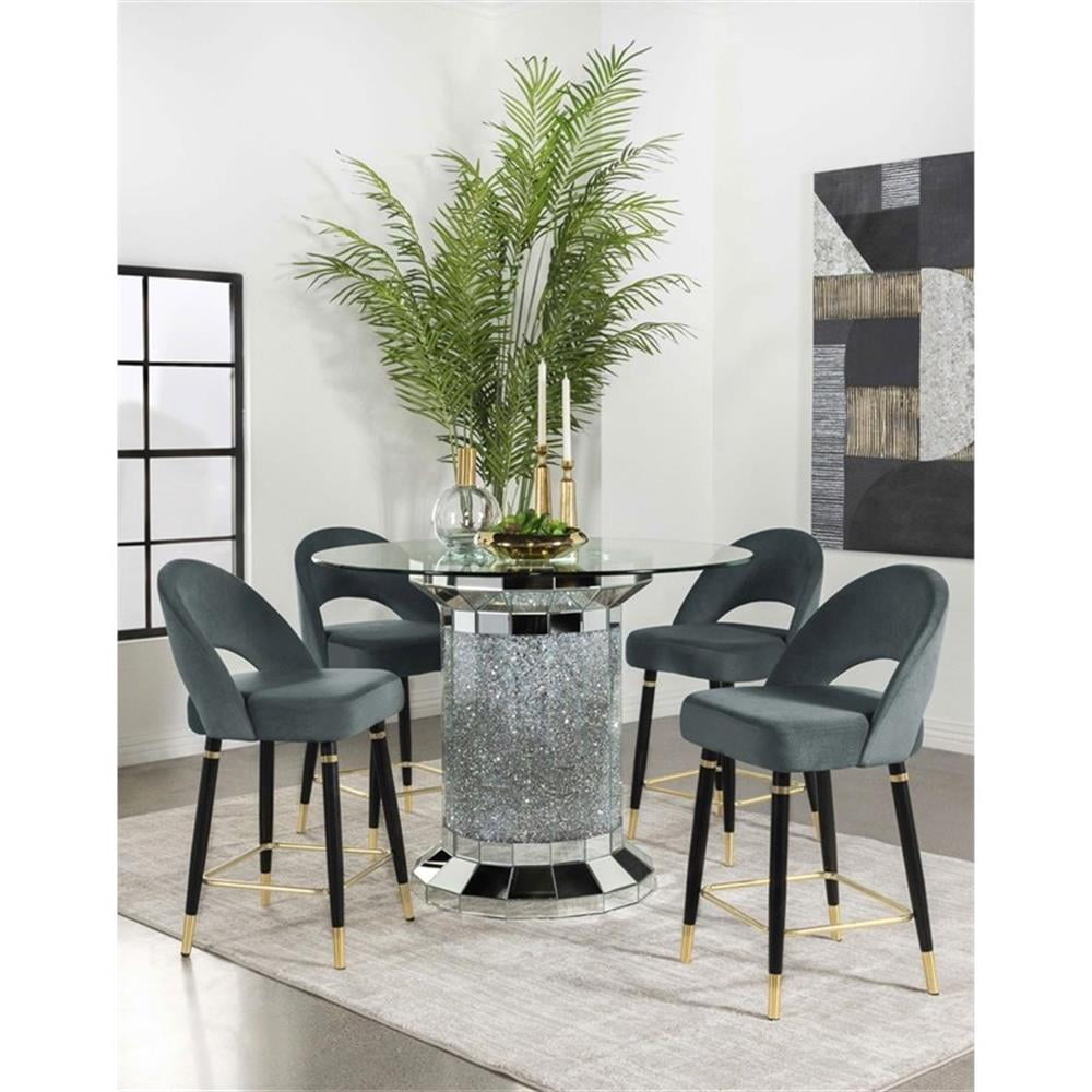 Maklaine 5-piece Glass Top Counter Height Dining Room Set Mirror and ...
