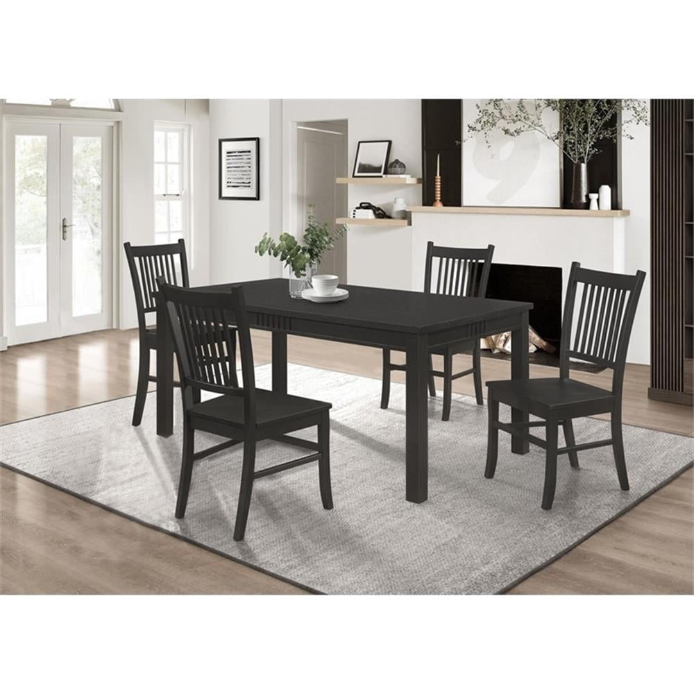 Maklaine 5-piece Wood Rectangular Dining Table Set in Matte Black ...