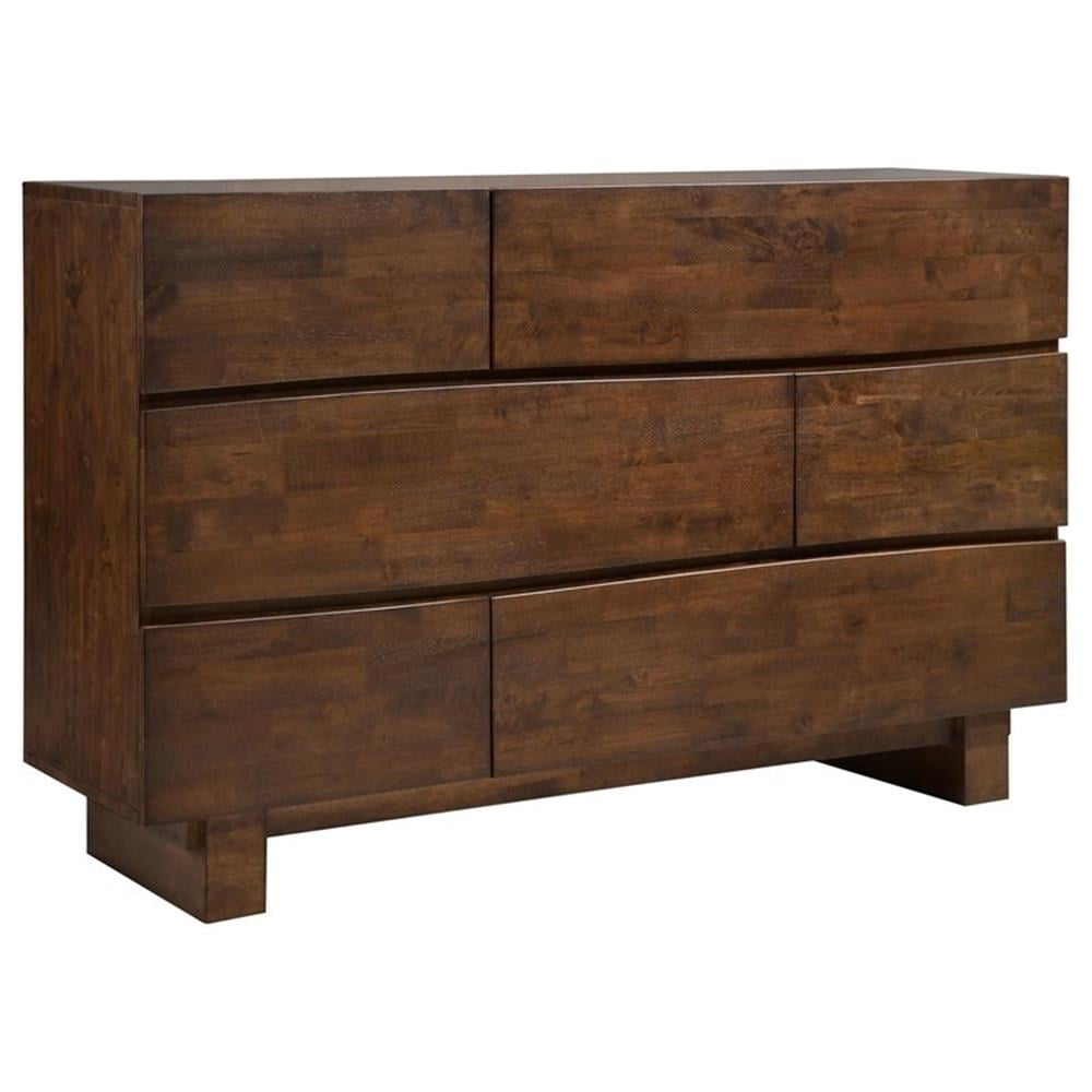 Maklaine 6-drawer Modern Wood Rectangular Dresser in Dark Brown ...