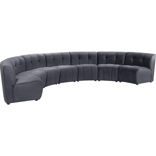 Maklaine 7-Piece Modular Contemporary Velvet Sectional Sofa in Gray ...