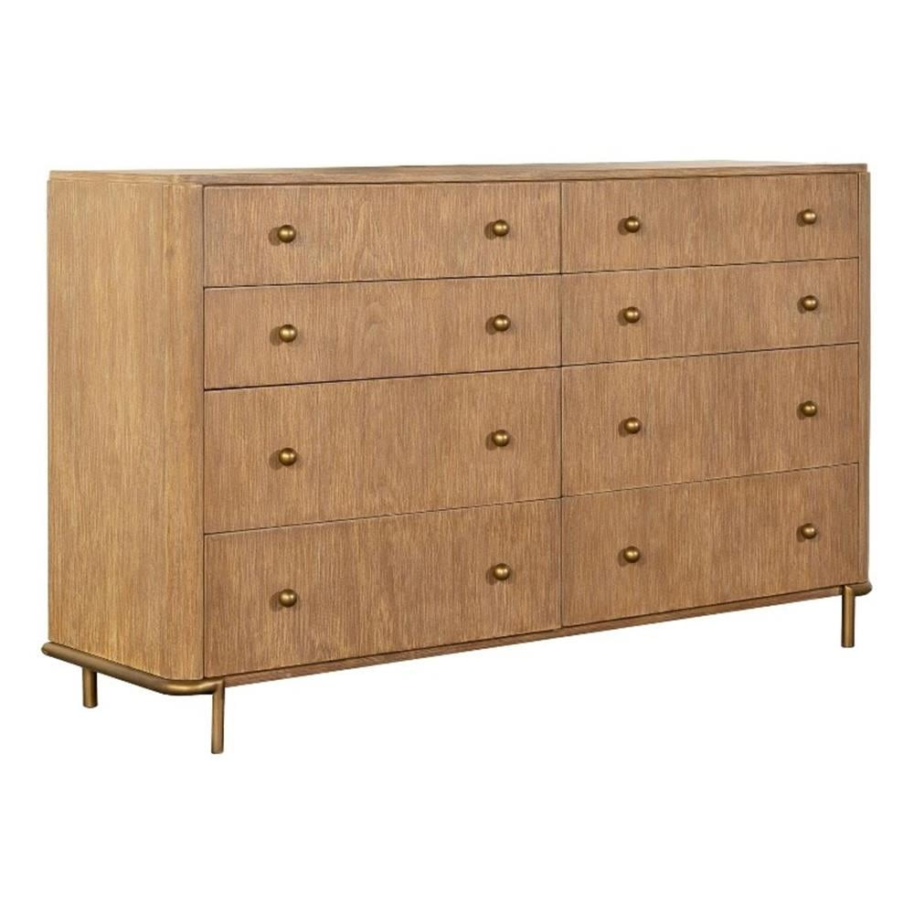 Maklaine 8-Drawer Contemporary Wood Dresser in Sand Wash Finish ...