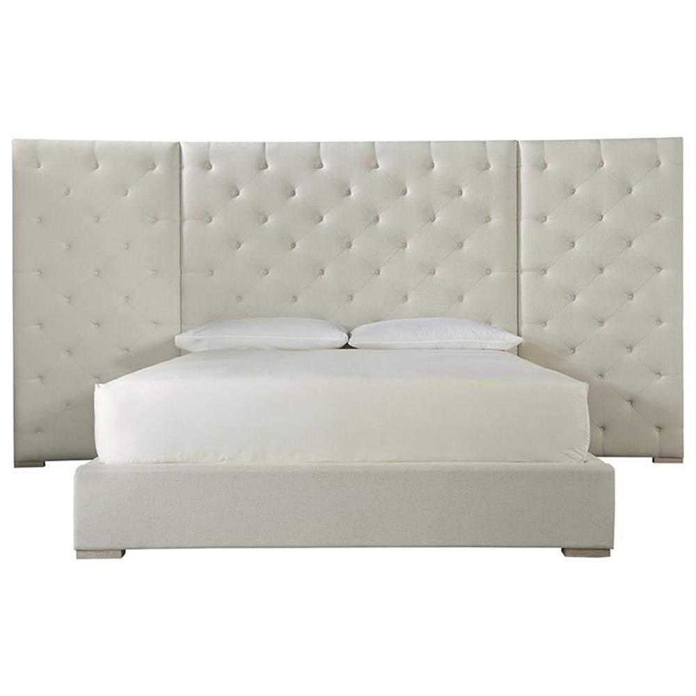 Maklaine Contemporary 163" Tufted King Panel Bed in Quartz Finish ...