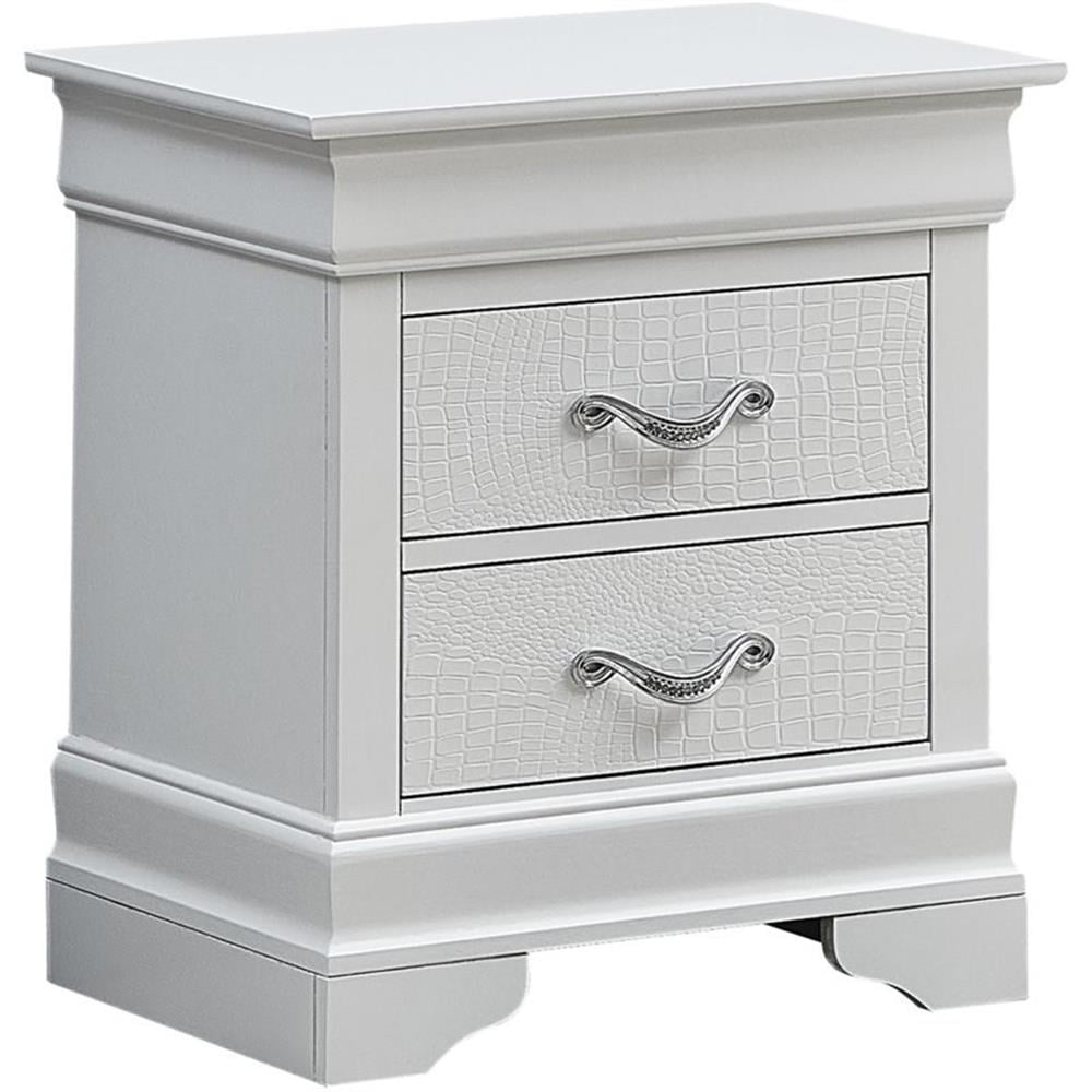 Maklaine Contemporary 2 Drawer Nightstand in Pearl White Finish ...