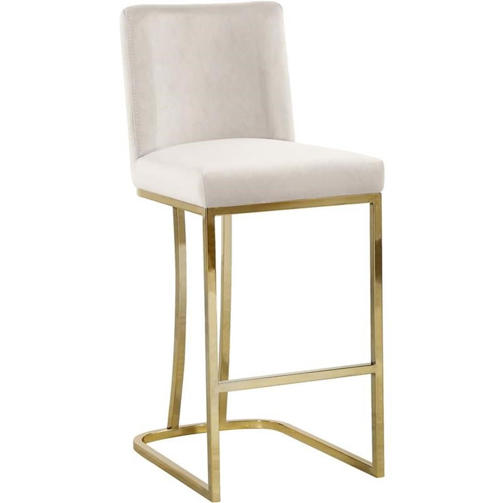 Maklaine Contemporary 26" Velvet Counter Height Stool in Cream ...