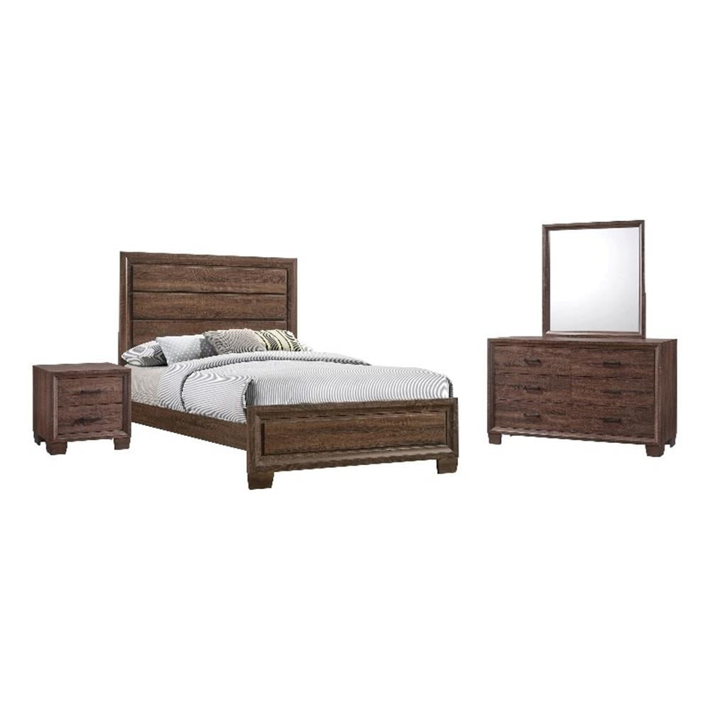 Maklaine Contemporary 4-Piece Wood Queen Panel Bedroom Set in Brown ...
