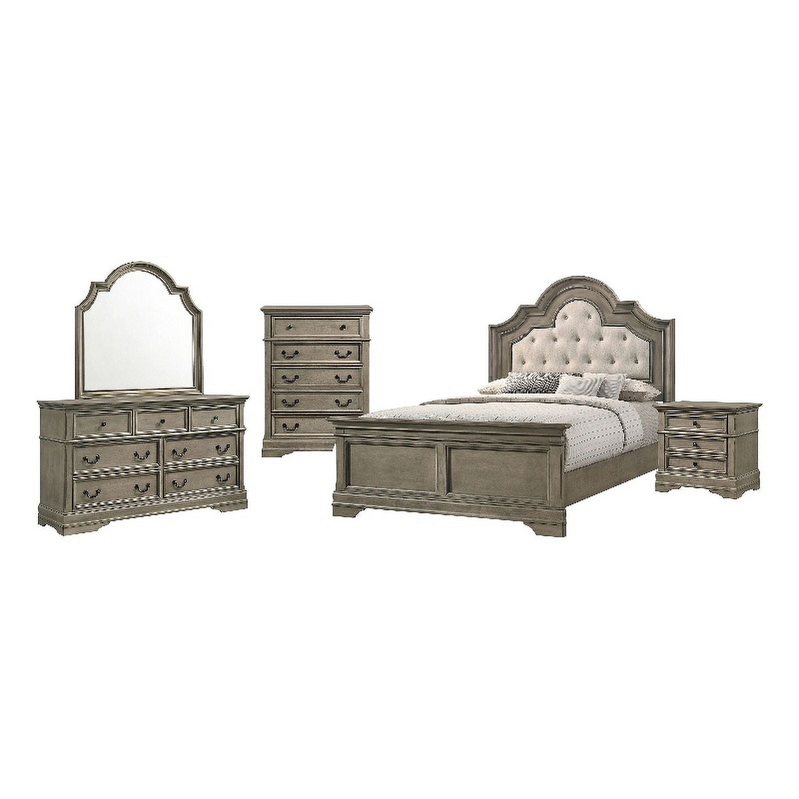 Maklaine Contemporary 5-Piece Wood Queen Panel Bedroom Set in Brown ...
