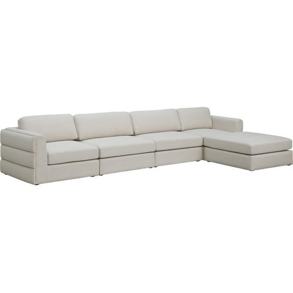 Maklaine Contemporary Beige Durable Linen Textured Fabric Modular ...