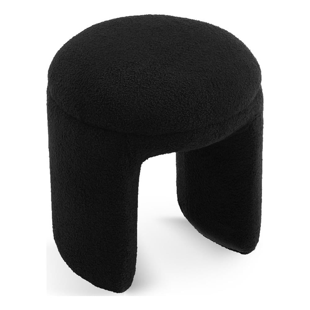 Maklaine Contemporary Black Faux Shearling Teddy Fabric Ottoman/Stool ...
