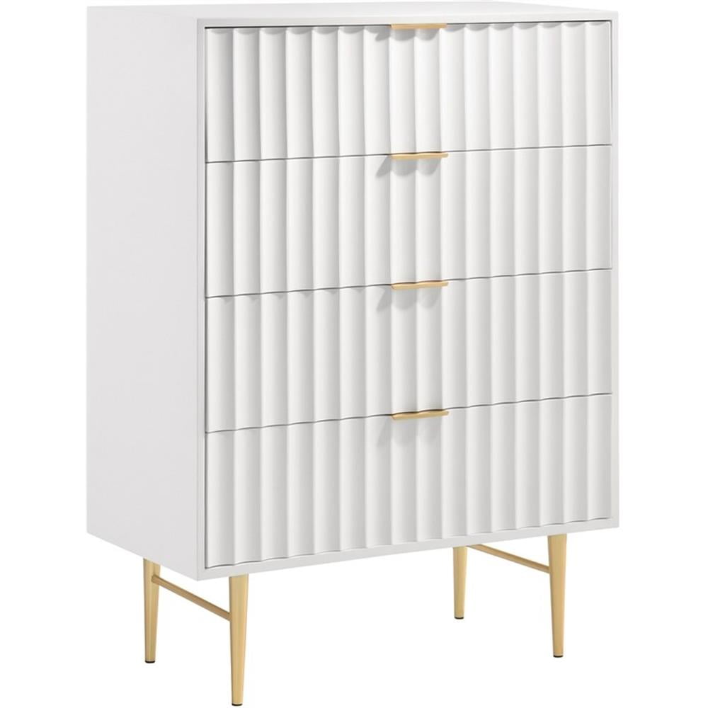 Maklaine Contemporary Chest with Curved Drawer Fronts in White Medium ...