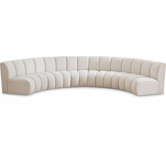 Maklaine Contemporary Cream Boucle Fabric 5pc. Modular Sectional ...