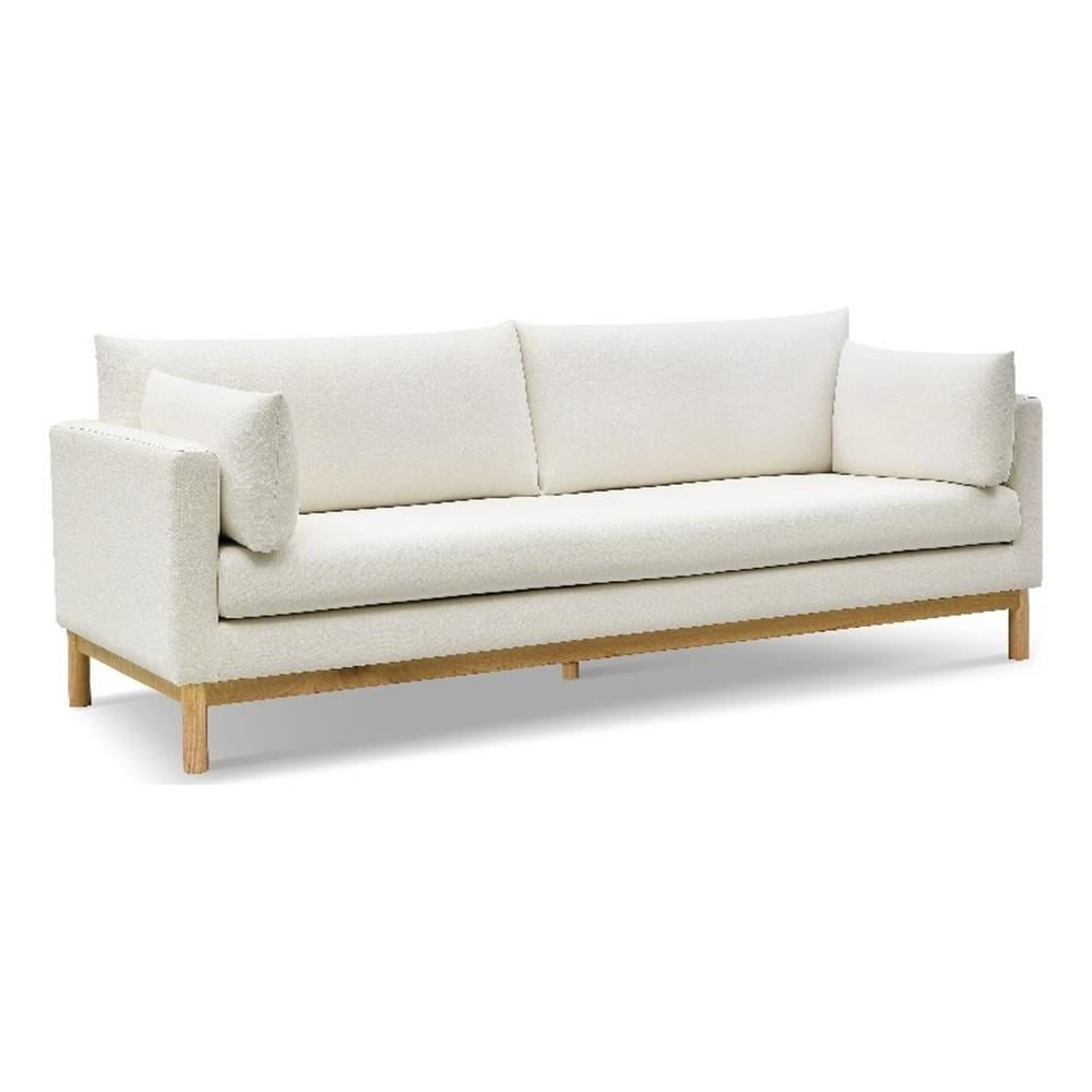 Maklaine Contemporary Cream Linen Textured Fabric Solid Wood Base Sofa ...