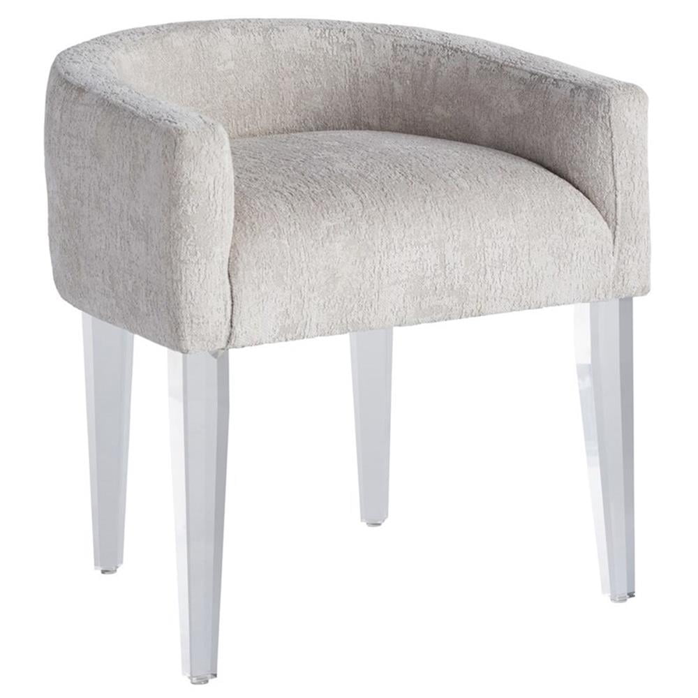 Maklaine Contemporary Fabric Vanity Chair with Acrylic Legs in White ...