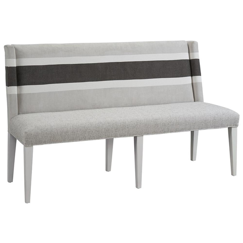 Maklaine Contemporary Farmhouse Upholstered Banquette in White & Grey ...