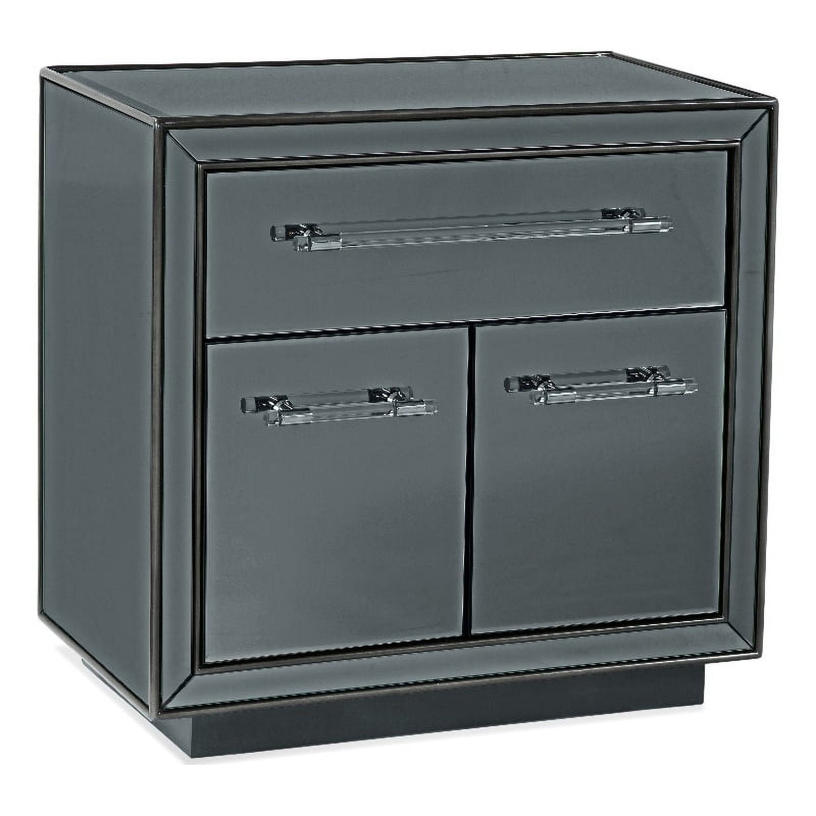 Maklaine Contemporary Gray Wood Chair-side Chest with Mirror Glass ...