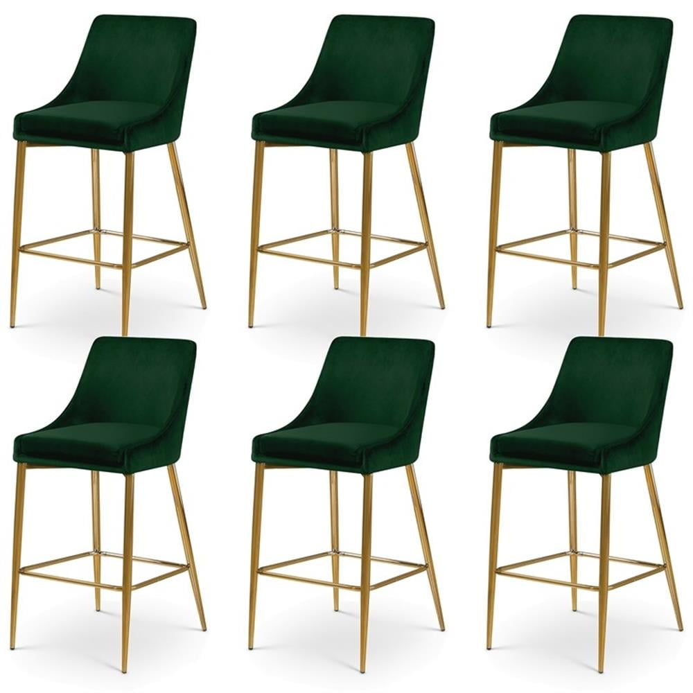 Maklaine Contemporary Green Velvet Counter Height Stool (Set of 6 ...