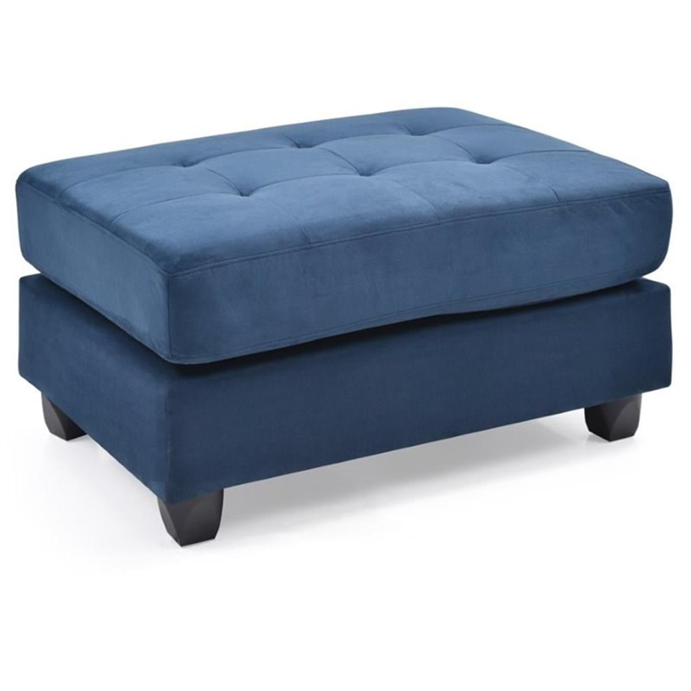 Maklaine Contemporary Microsuede Ottoman in Navy Blue Finish - Walmart.com