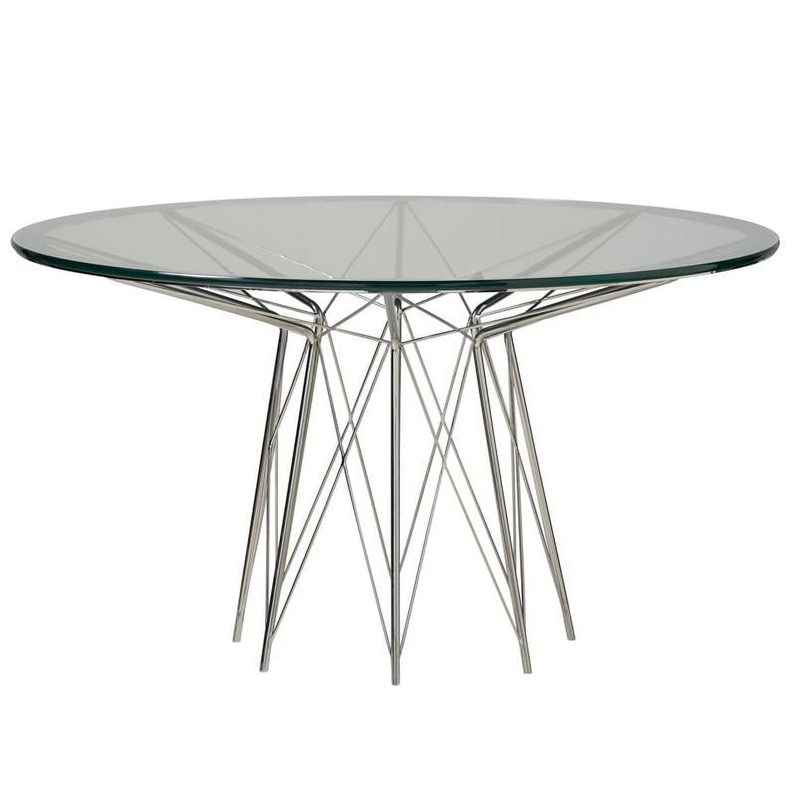 Maklaine Contemporary / Modern Gray Metal Round Dining Table with Glass ...