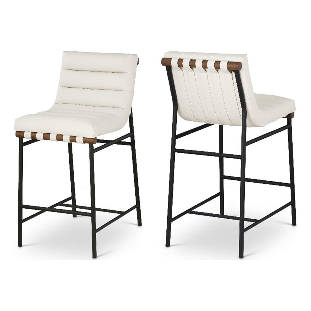 Maklaine Contemporary Soft Cream Vegan Leather Counter Stool - Walmart.com