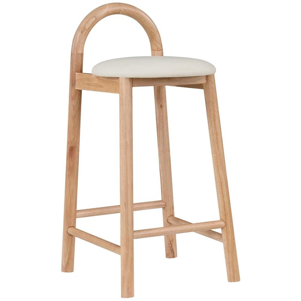 Maklaine Contemporary Soft Rich Cream Finish Vegan Leather Stool ...