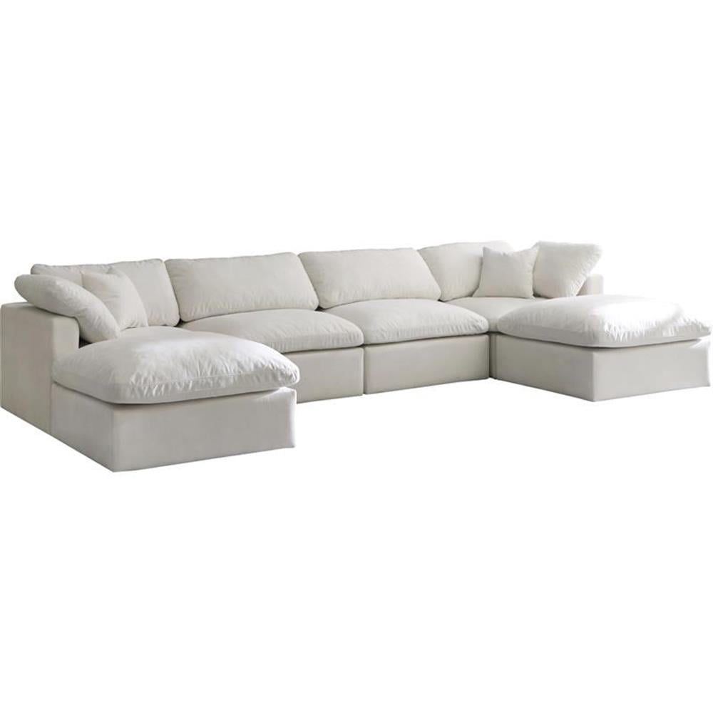 Maklaine Contemporary Standard Cream Velvet Modular Sectional Sofa ...