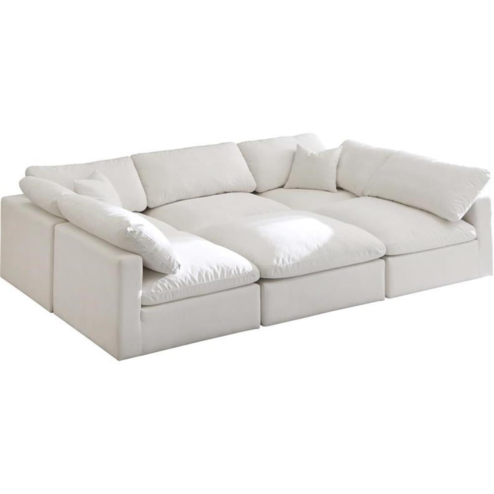 Maklaine Contemporary Standard Cream Velvet Modular Sectional Sofa ...