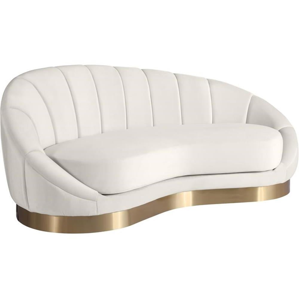 Maklaine Contemporary Upholstery Cream Velvet Chaise - Walmart.com