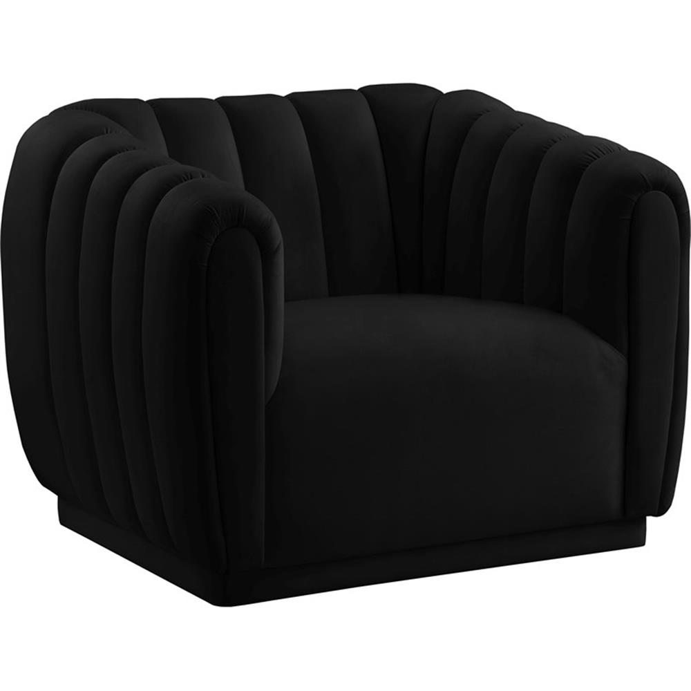 Maklaine Contemporary Velvet and Wood Chair with Deep Channel Tufting ...
