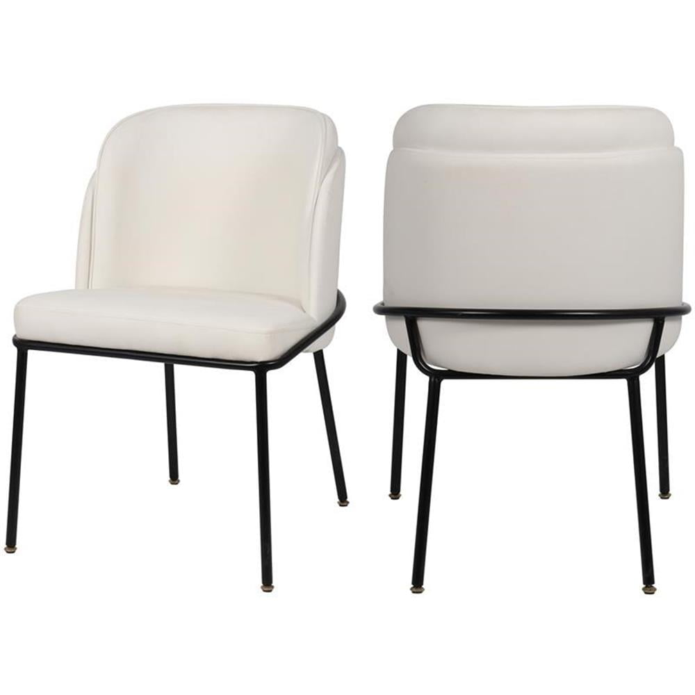 Maklaine Modern Dining Room Kitchen White Faux Leather Chairs (Set of 2 ...