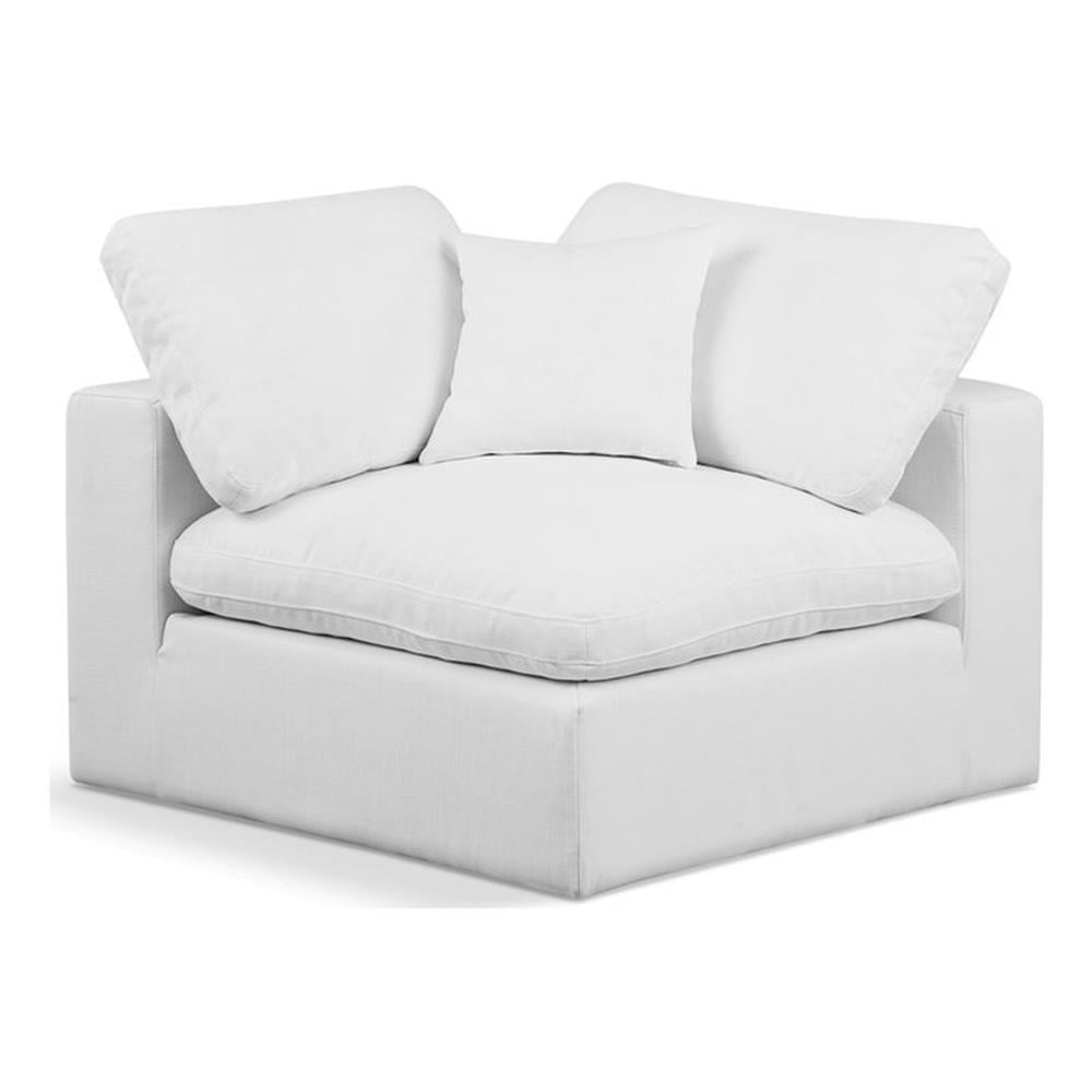 Maklaine Contemporary White Linen Textured Fabric Corner Chair ...