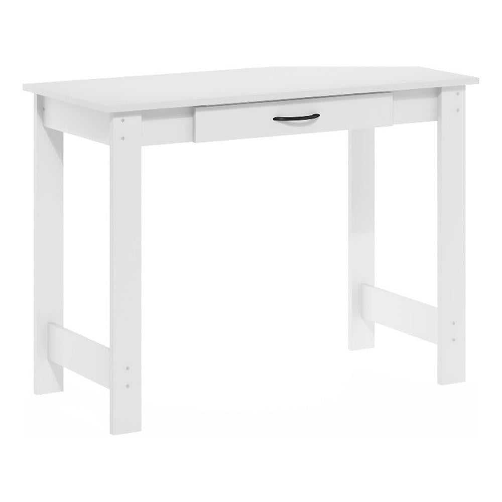Maklaine Engineered Wood Contemporary Writing Desk with Drawer in White ...