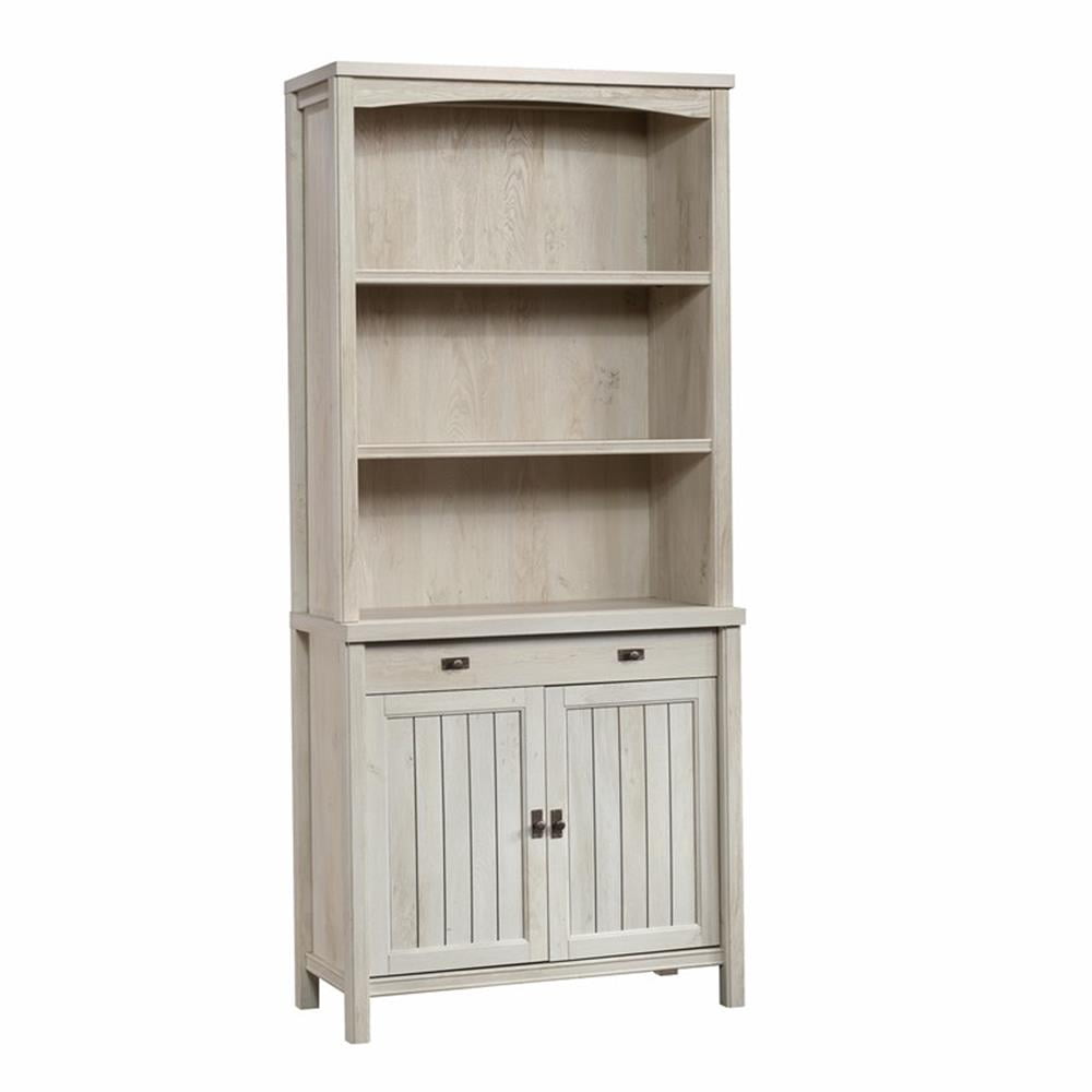 Maklaine Engineered Wood Library with Hutch in Chalked Chestnut Finish ...