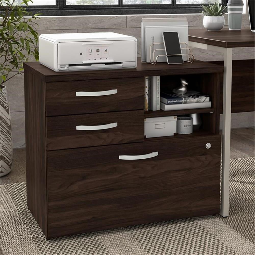 Maklaine Engineered Wood Office Storage Cabinet with Drawers in Black ...