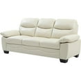 Maklaine Faux Leather Tufted Back Sofa with Padded Arms in Pearl Finish ...