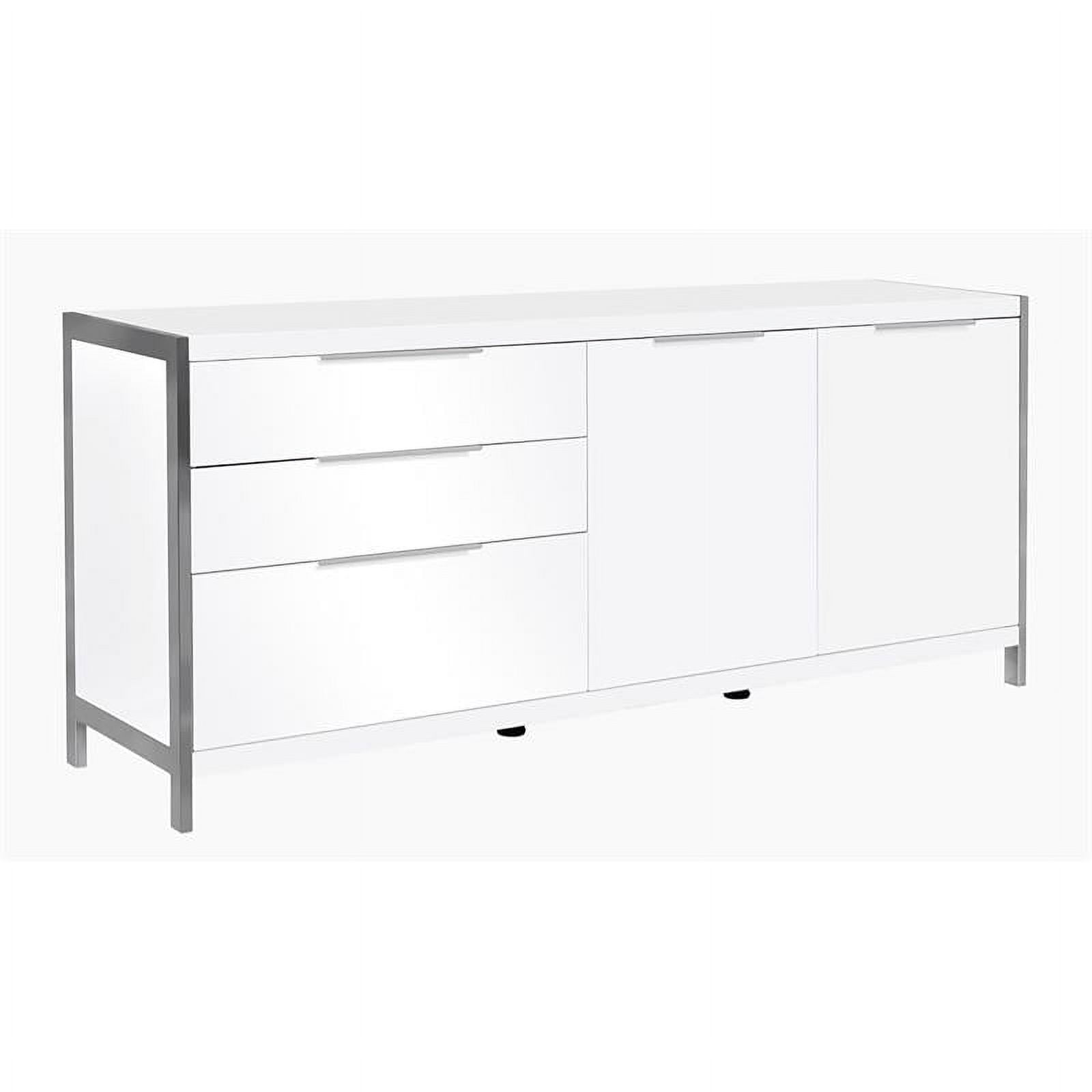 Maklaine Glossy White Finish Storage Cabinet with 5 Compartments ...