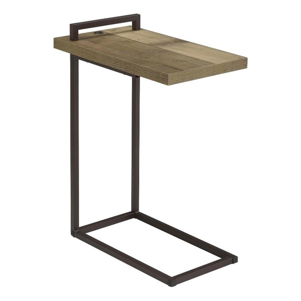 Maklaine Metal Rectangular Top Accent Table with USB Port Weathered ...