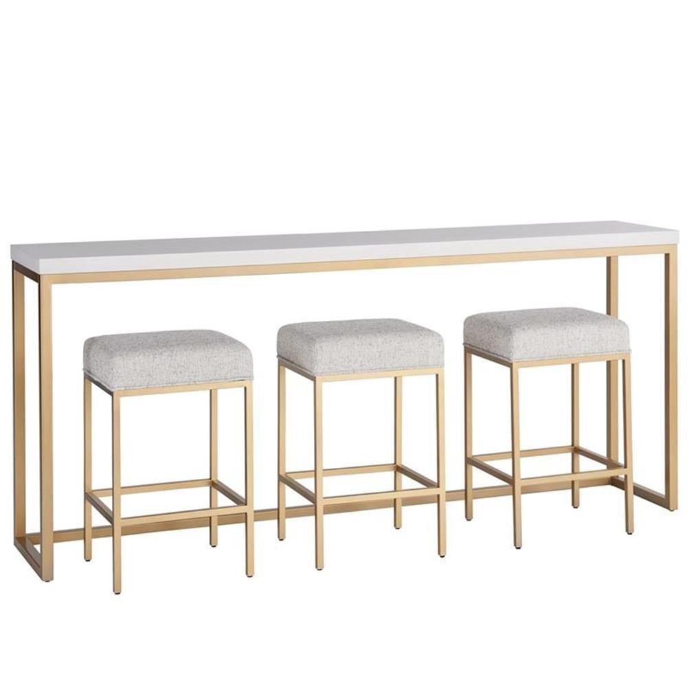Maklaine Metal Transitional Console Table in Gold Finish with White Top ...