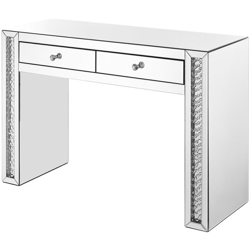 Maklaine Modern 47" Clear Crystal Mirrored Finish Bedroom Vanity Desk ...