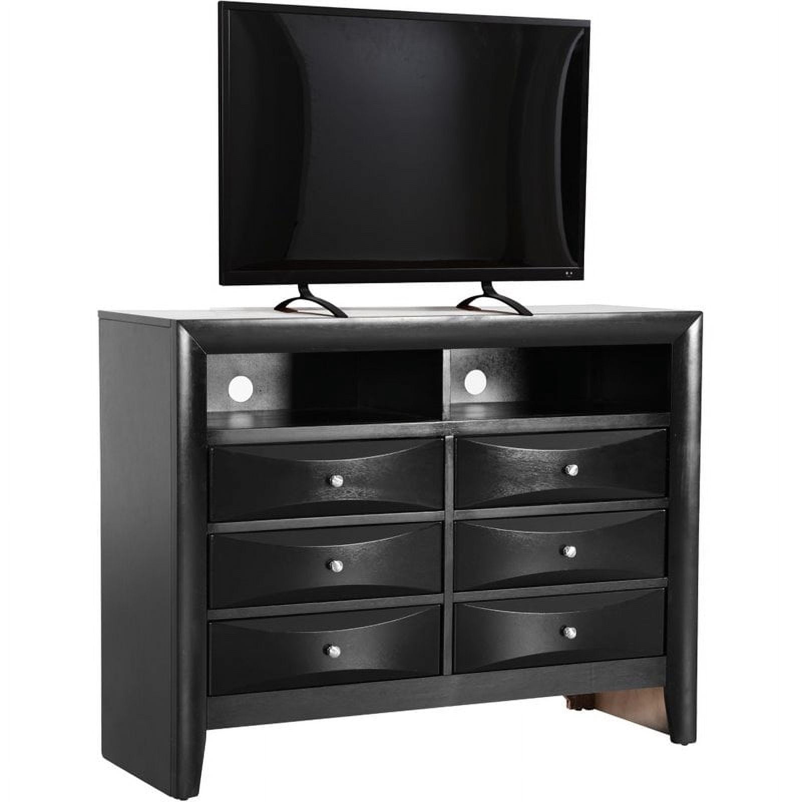 Maklaine Modern 6-Drawer Wood TV Stand for TVs up to 47" in Black ...