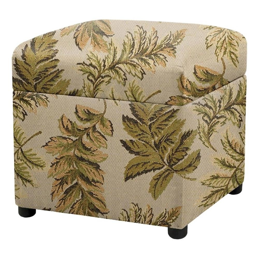 Maklaine Modern / Contemporary 18" Storage Cube Ottoman Tan Floral ...