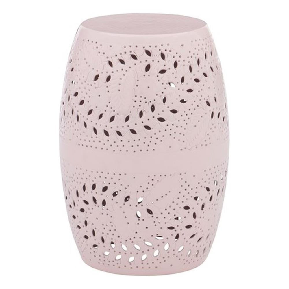 Maklaine Small Round Cylinder Aluminum Side Table in Light Pink Finish ...