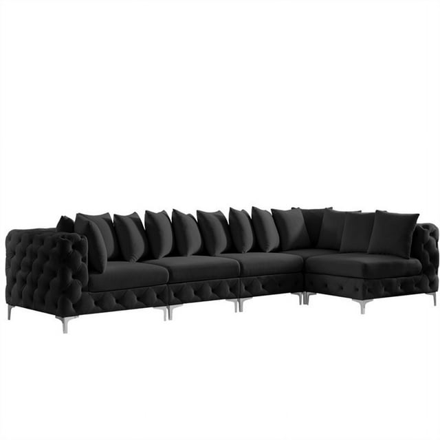 Maklaine Modern / Contemporary Black Velvet Modular Sectional - Walmart.com