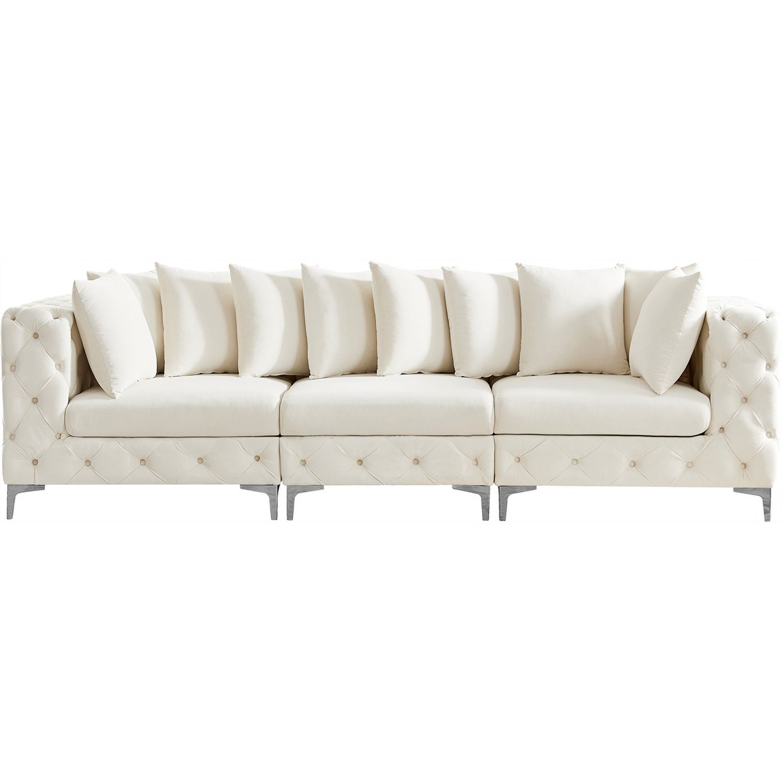 Maklaine Modern / Contemporary Cream Finish Velvet Modular Sofa ...