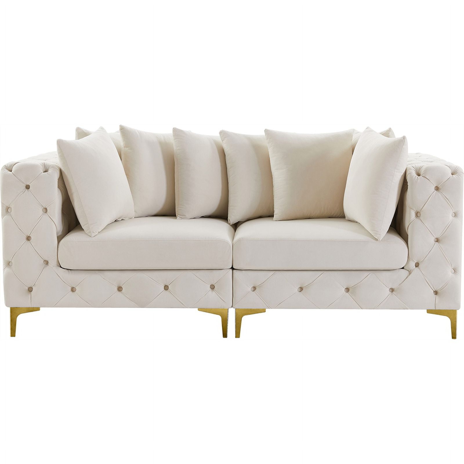 Maklaine Modern / Contemporary Cream Finish Velvet Modular Sofa ...