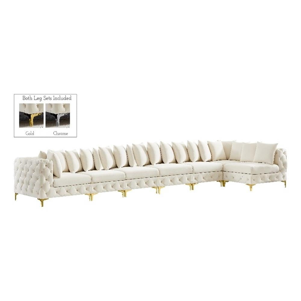 Maklaine Modern / Contemporary Cream Velvet Modular Sectional - Walmart.com