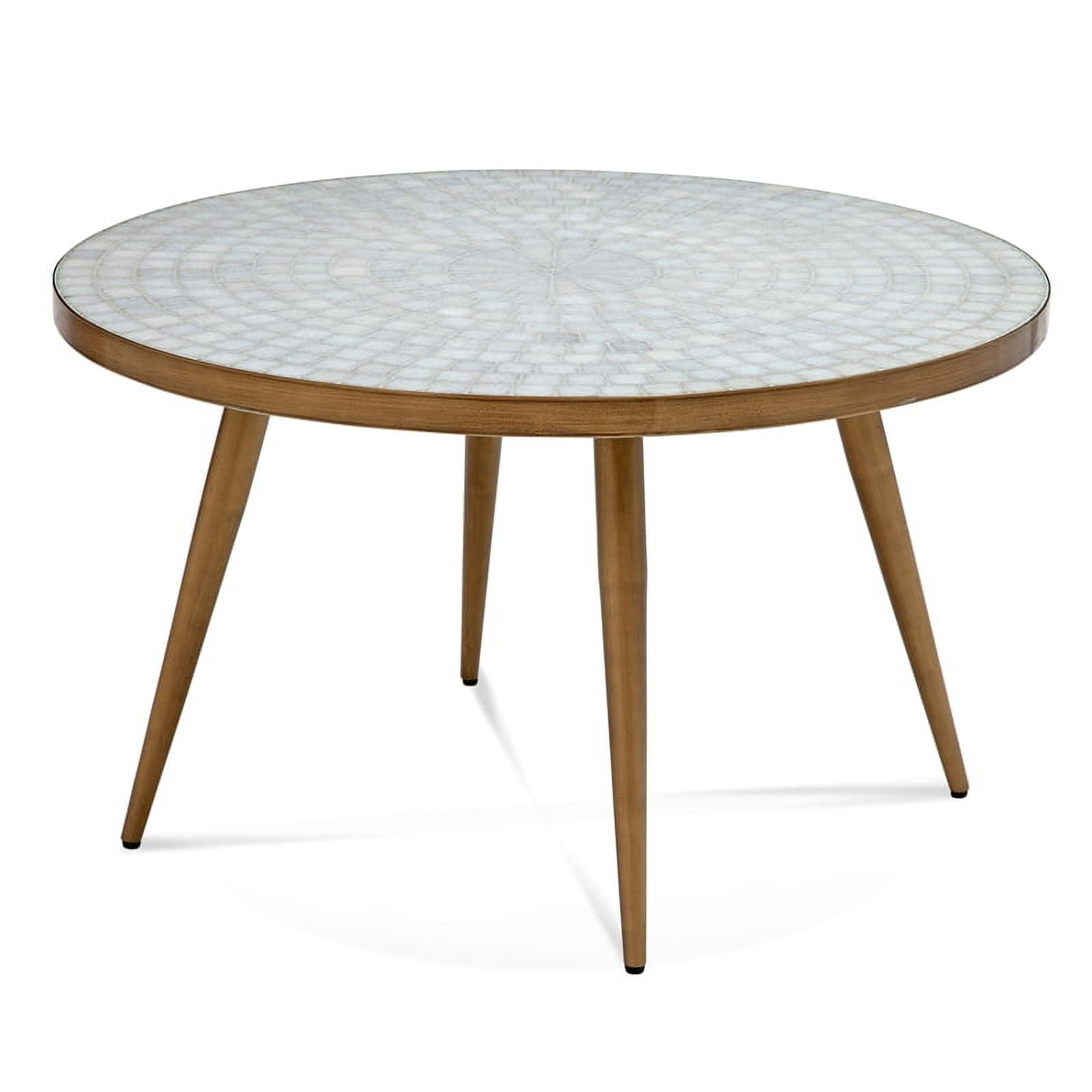 Maklaine Modern / Contemporary Marble Round Cocktail Table in White ...