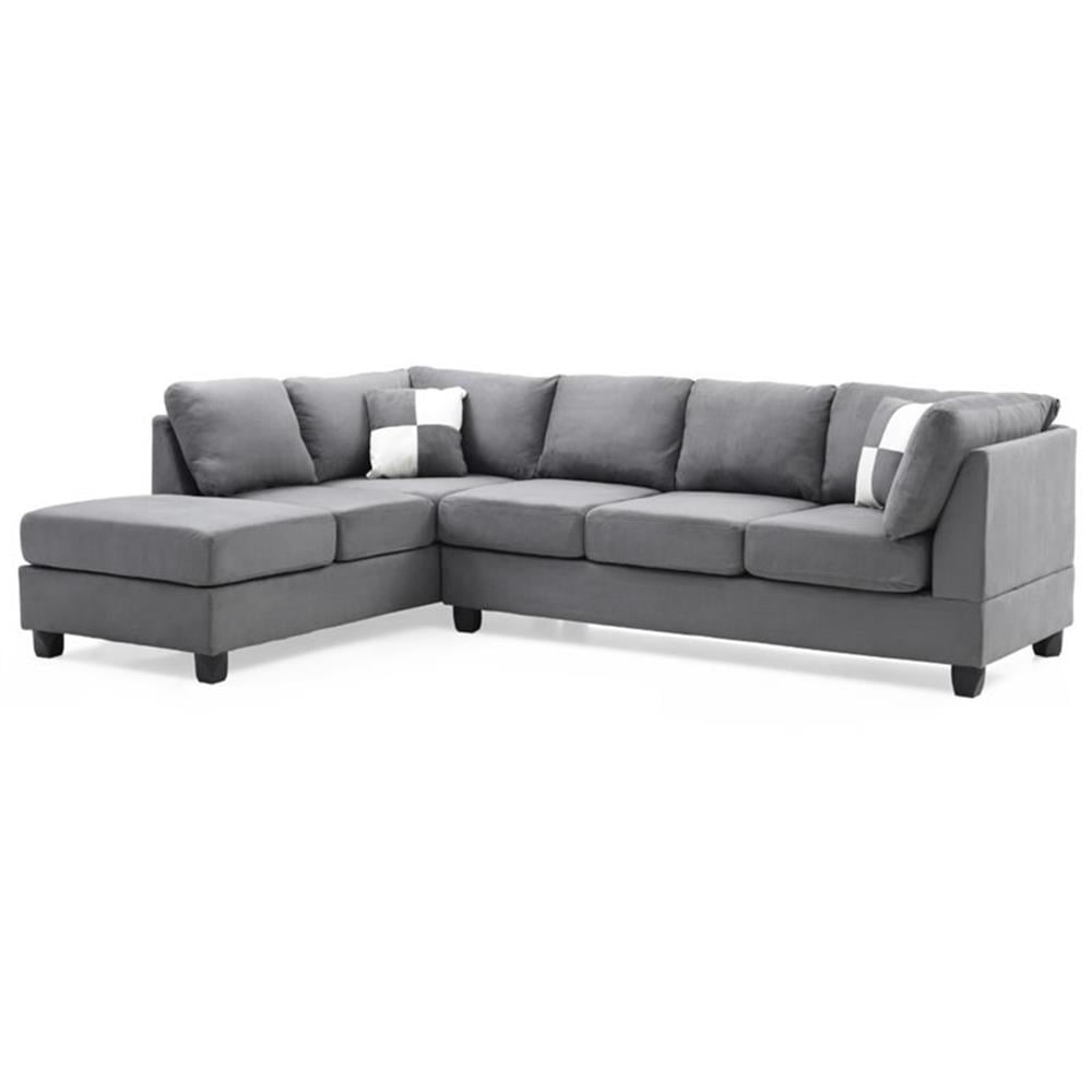 Maklaine Modern / Contemporary Microsuede Sectional in Gray Finish ...