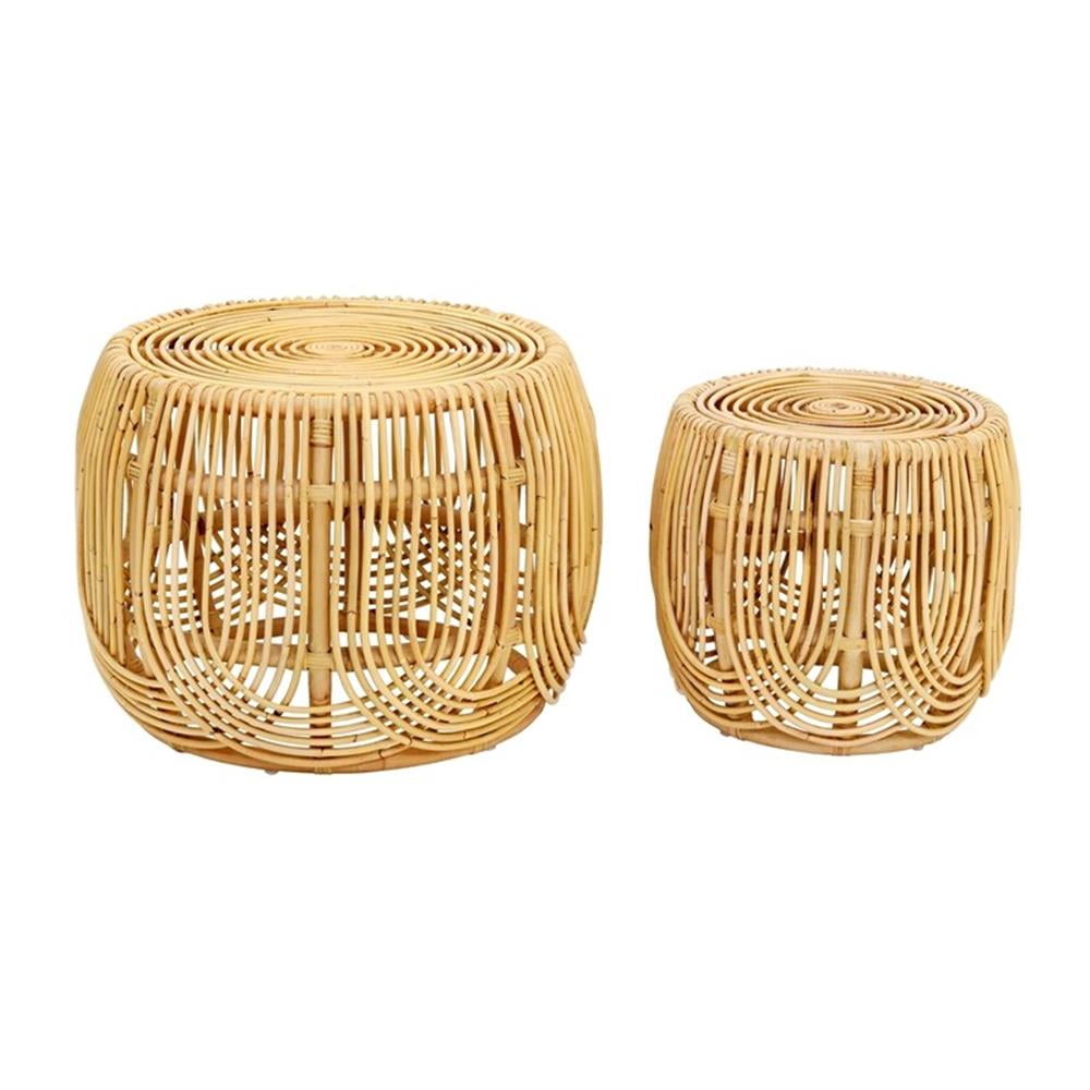 Maklaine Modern Contemporary Natural Rattan Veneer Nesting Tables ...