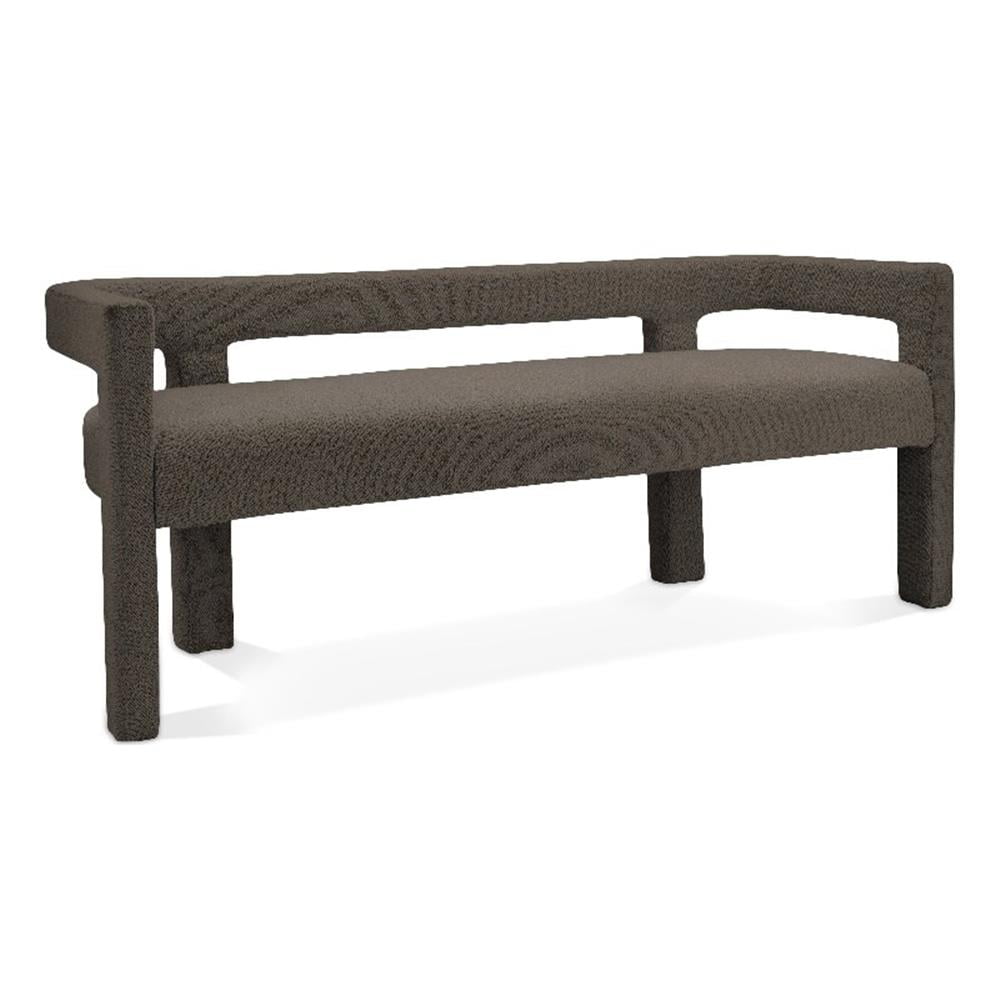 Maklaine Modern / Contemporary Rich Brown Boucle Fabric Bench - Walmart.com